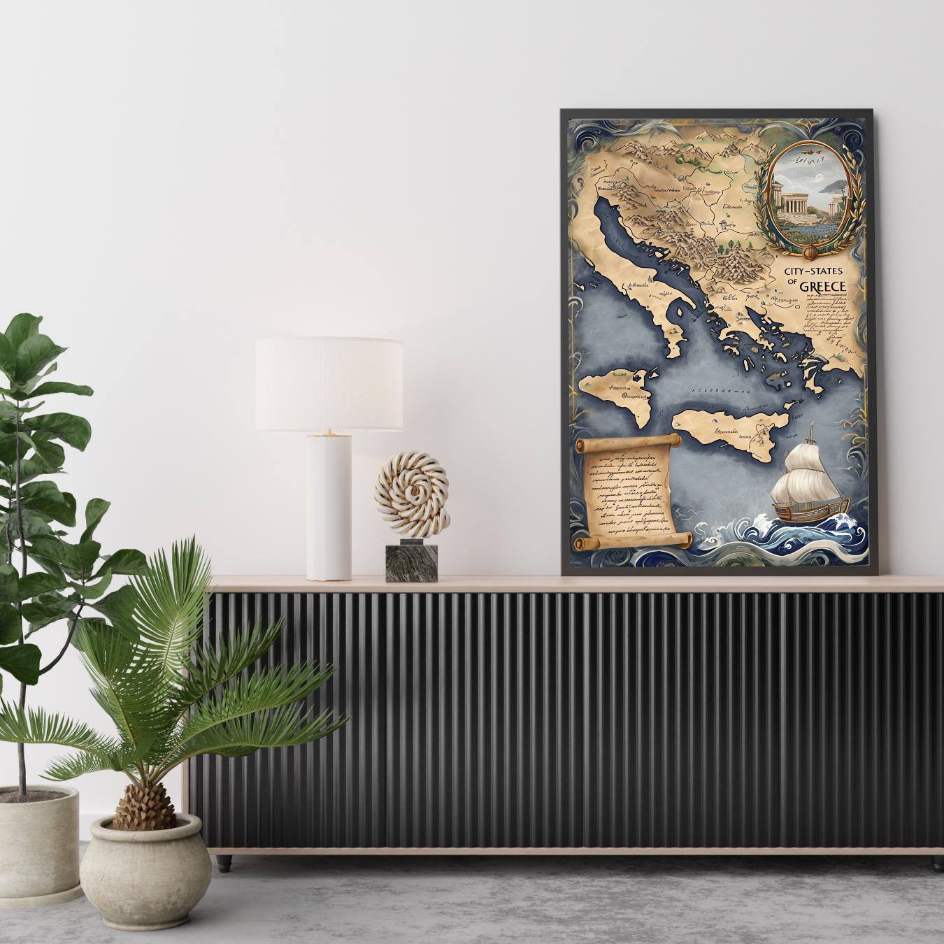 Explore Ancient Greece: Intricate Map of Athens, Sparta, Delphi ...
