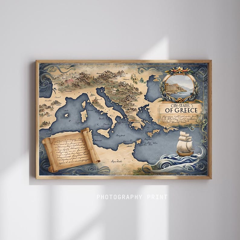 Explore Ancient Greece: Intricate Map of Athens, Sparta, Delphi ...