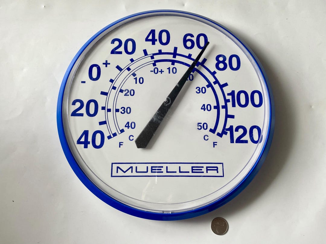 Vintage Round Mueller Thermometer, Fahrenheit Celsius Thermometer ...