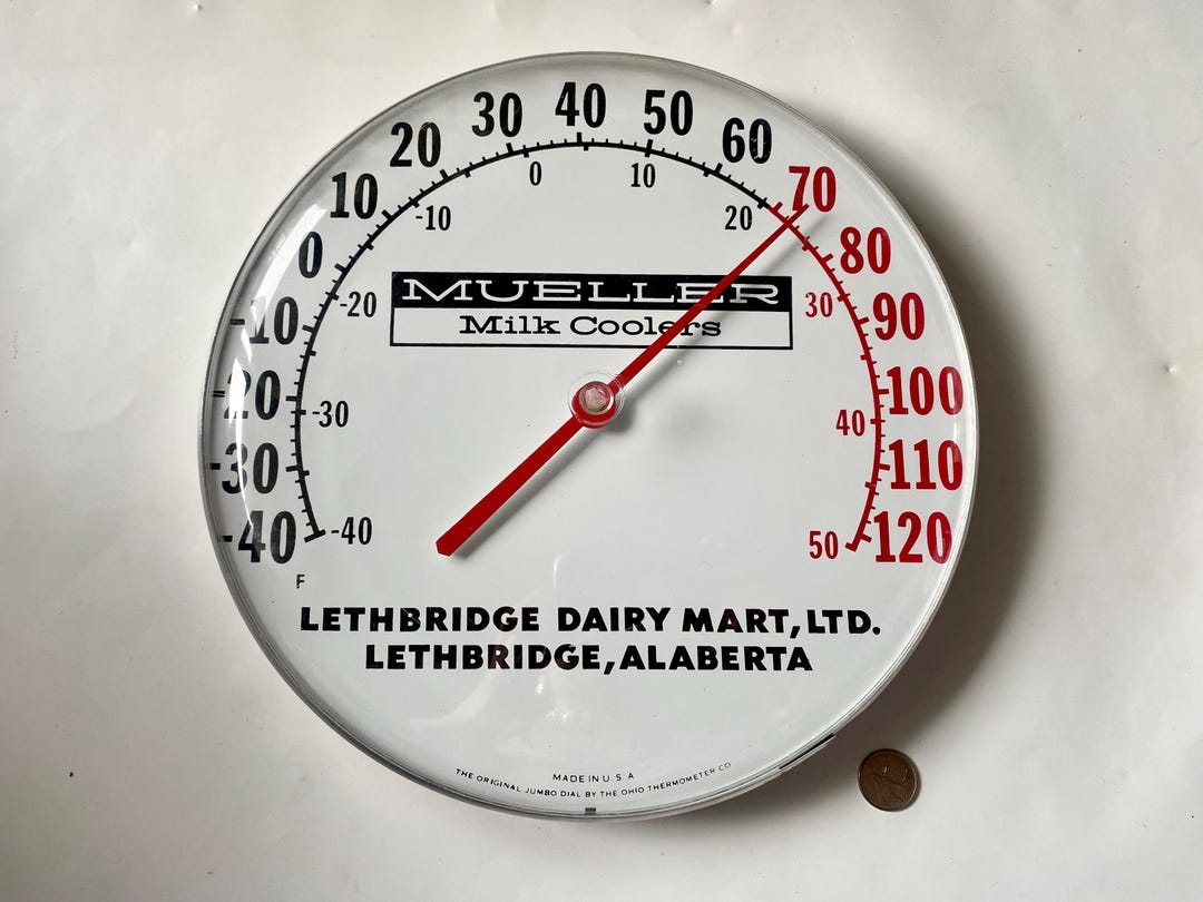 Vintage Mueller Milk Coolers Thermometer: Lethbridge Dairy Mart ...