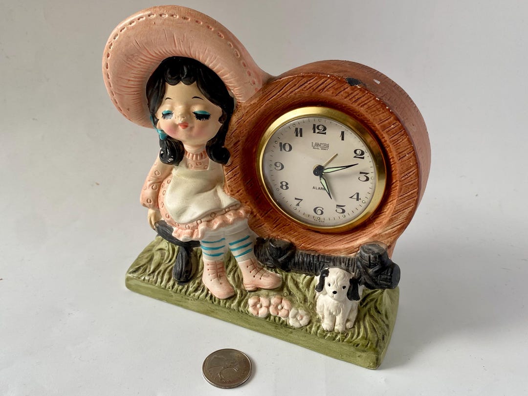 Vintage Ceramic Little Girl Alarm Clock by Landex Royal Craft ...