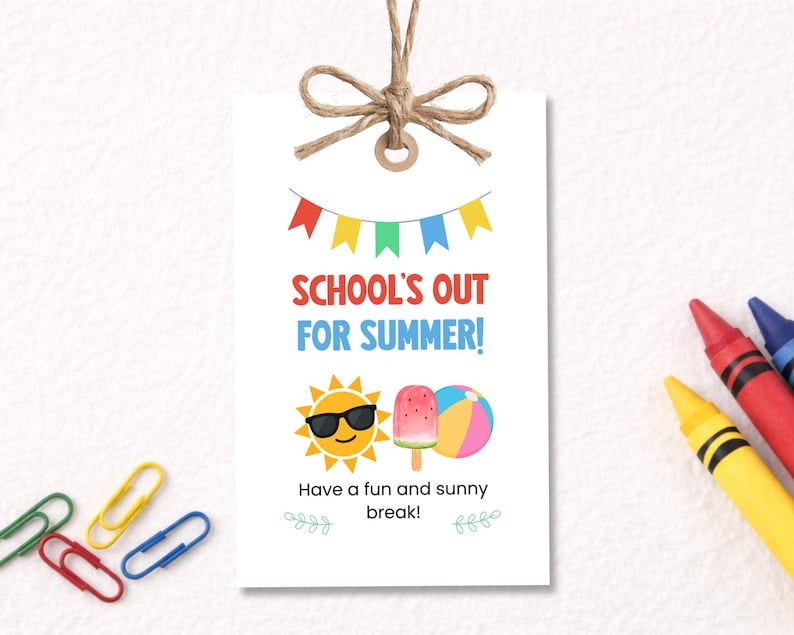 End of School Treat Tags Printable – Summer Break Favor Tags for ...