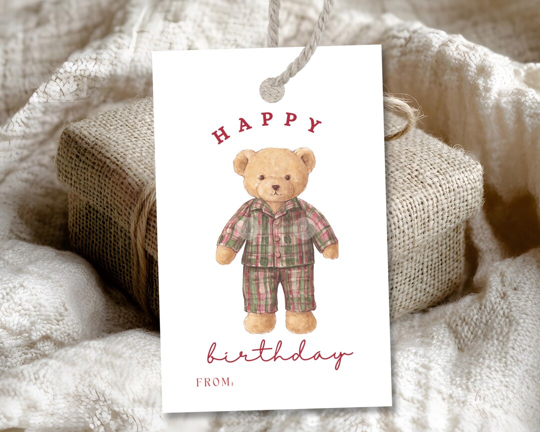 Happy Birthday Teddy Gift Tags Printable | Watercolor Birthday Labels ...