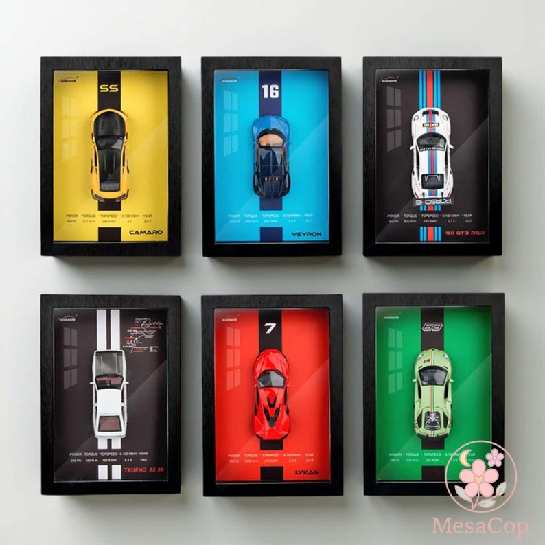 3D Sports Car Model Shadow Box Art: Home & Office Decor Set - Etsy