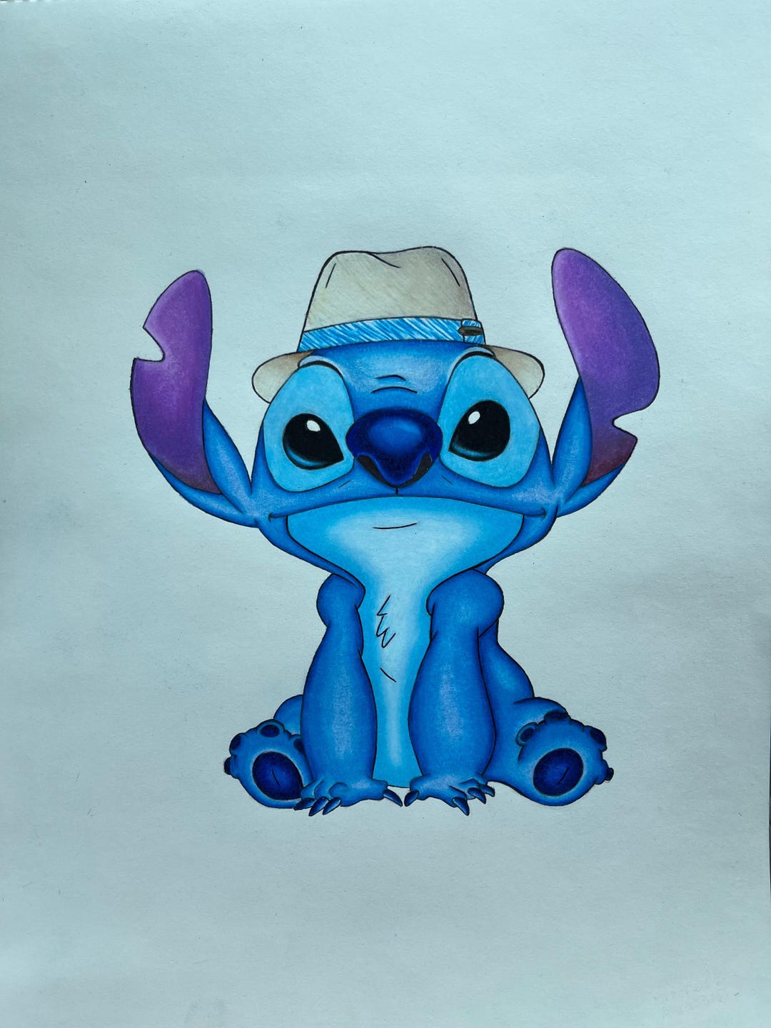 Hand-drawn Stitch Colored Pencil Drawing | Lilo & Stitch Fan Art - Etsy