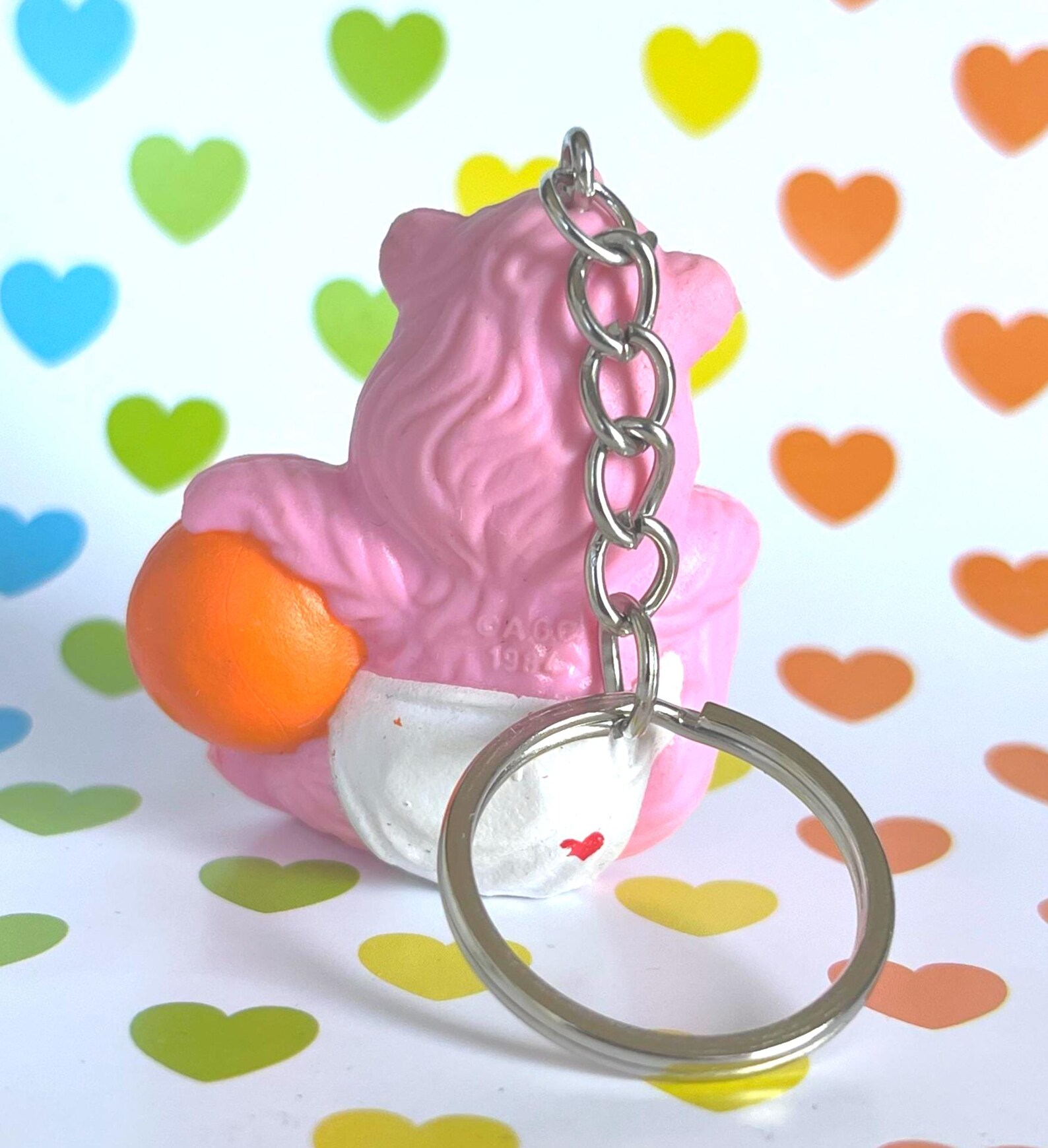Adorable Vintage CARE BEARS 80's Mini Keychain - "pink Baby Hugs Bear ...