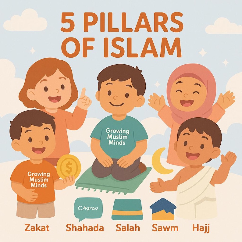 5 Pillars of Islam Worksheets for Kids – Learn, Trace & Color – Muslim Activities – Islamic ...