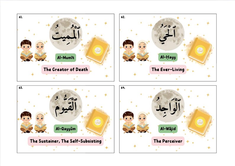 99 Names of Allah Flashcards for Kids – Islamic Learning Resource ...