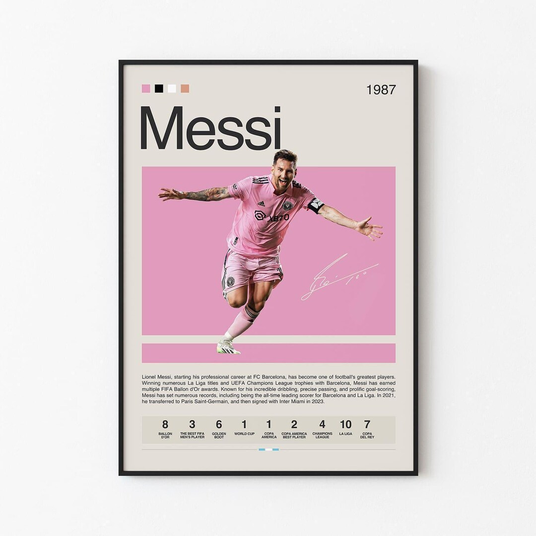 Lionel Messi Poster, Inter Miami Soccer Print, Soccer Gifts, Sports ...