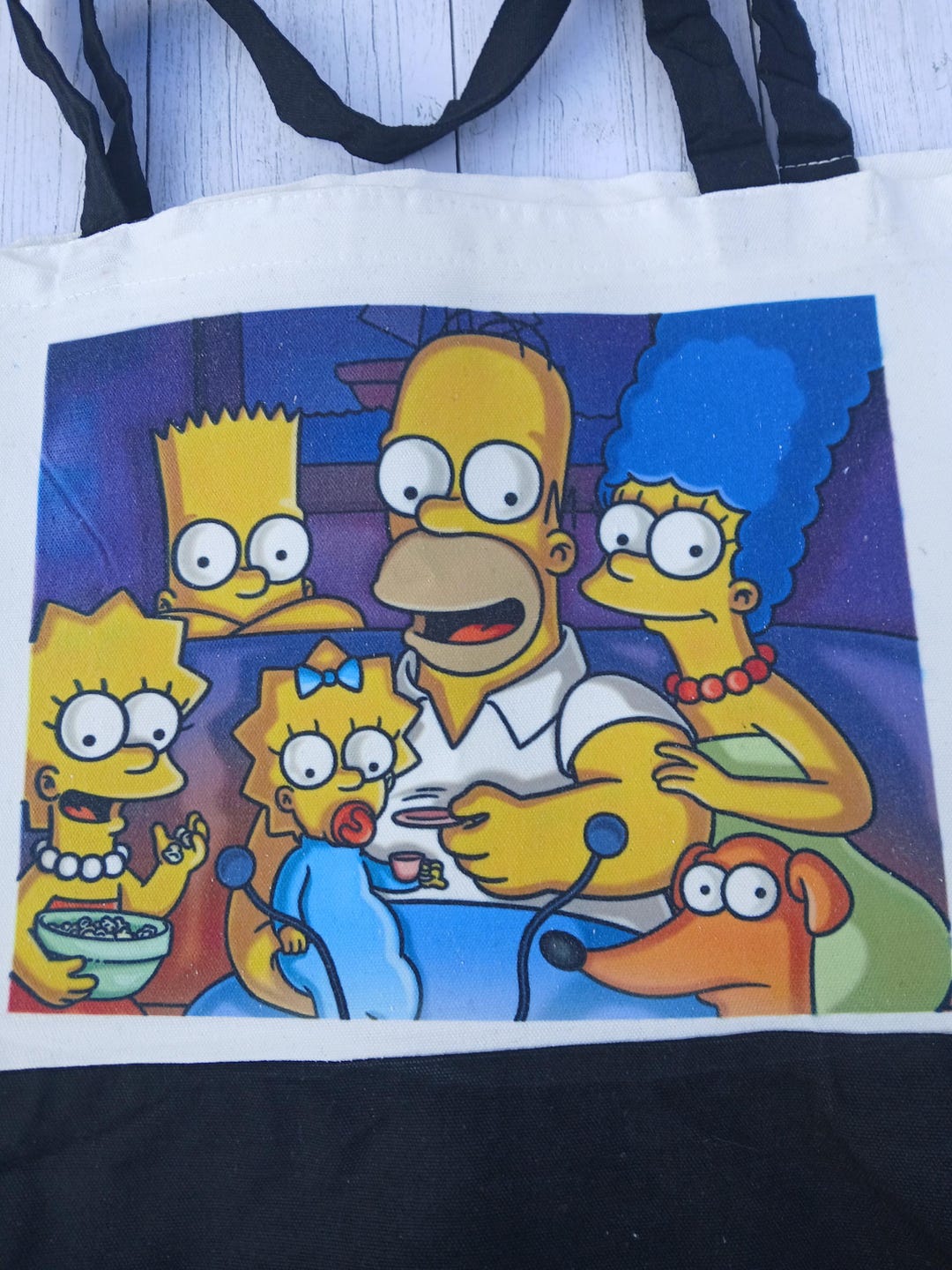 Simpsons Family Canvas Tote Bag With Zipper – Funny Cartoon Grocery ...