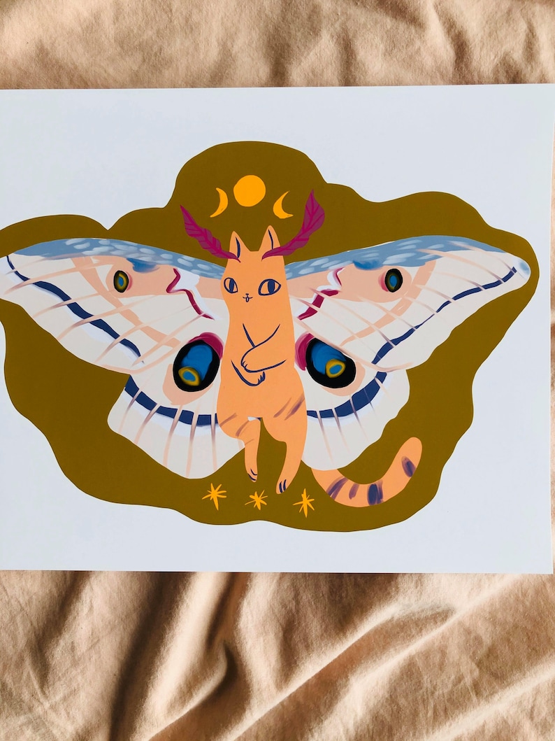 The moth cats 8x10 fine matte paper prints | Etsy