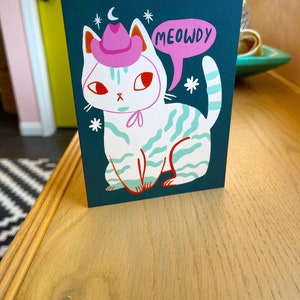 Meowdy the Country Cat Blank Greeting Card - Etsy