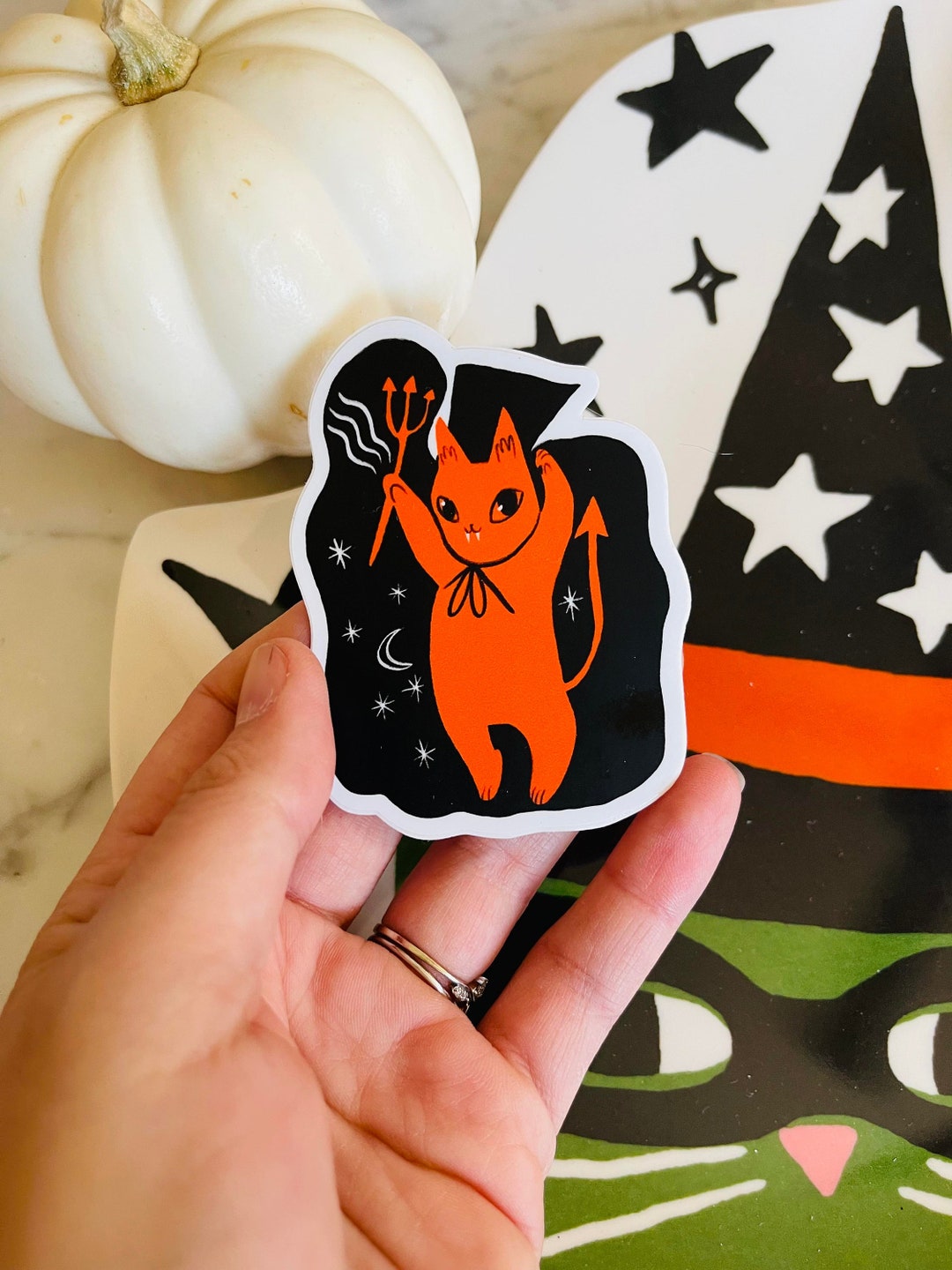 Demonio Cat Vinyl Sticker - Etsy
