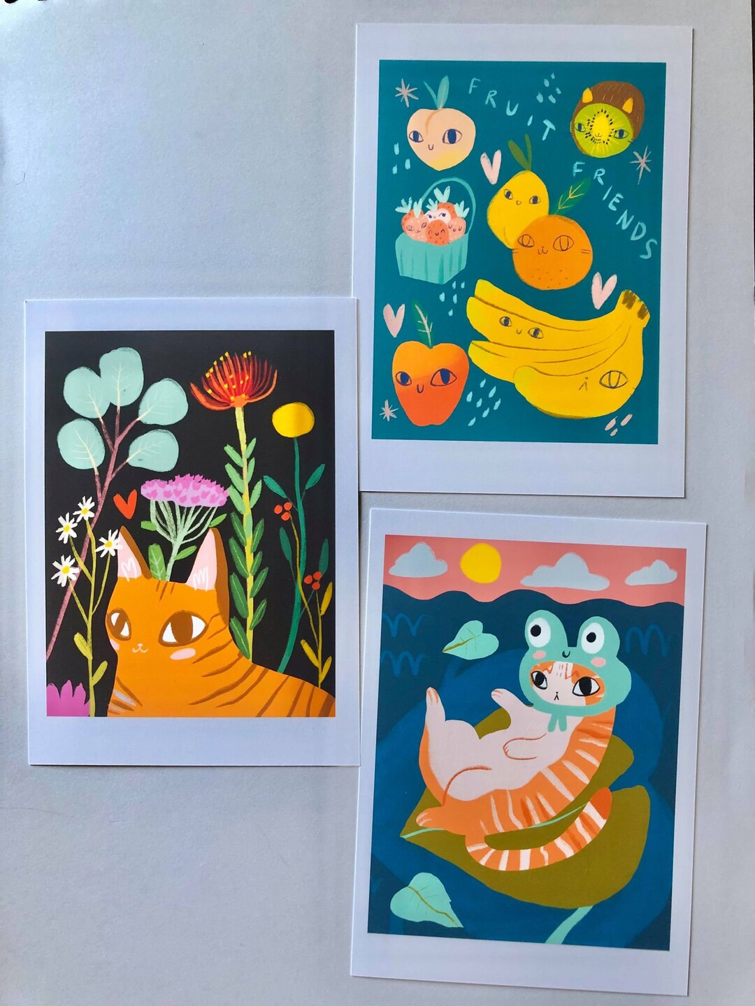 The Brightly Colored 5x7 Cat Themed Prints - Etsy