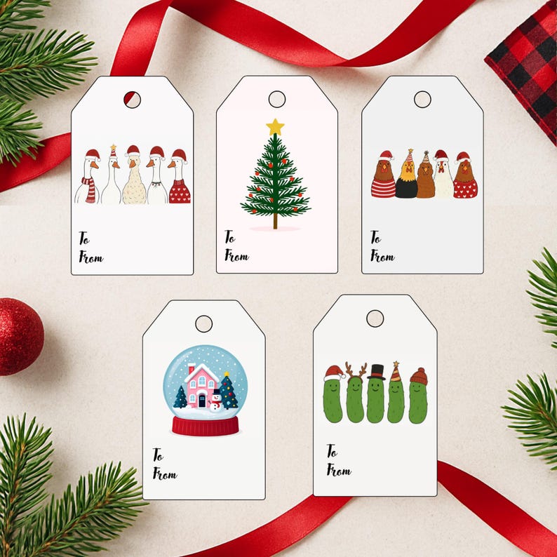 Christmas Gift Tag Bundle Canva Template 2x3.5” Editable Holiday Tags ...