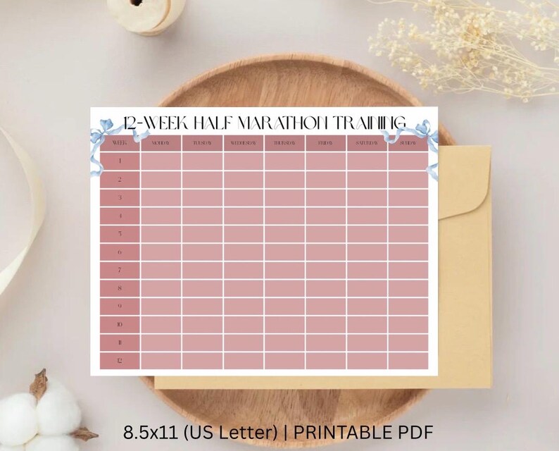Blank 12-week Half Marathon Training Tracker - Etsy