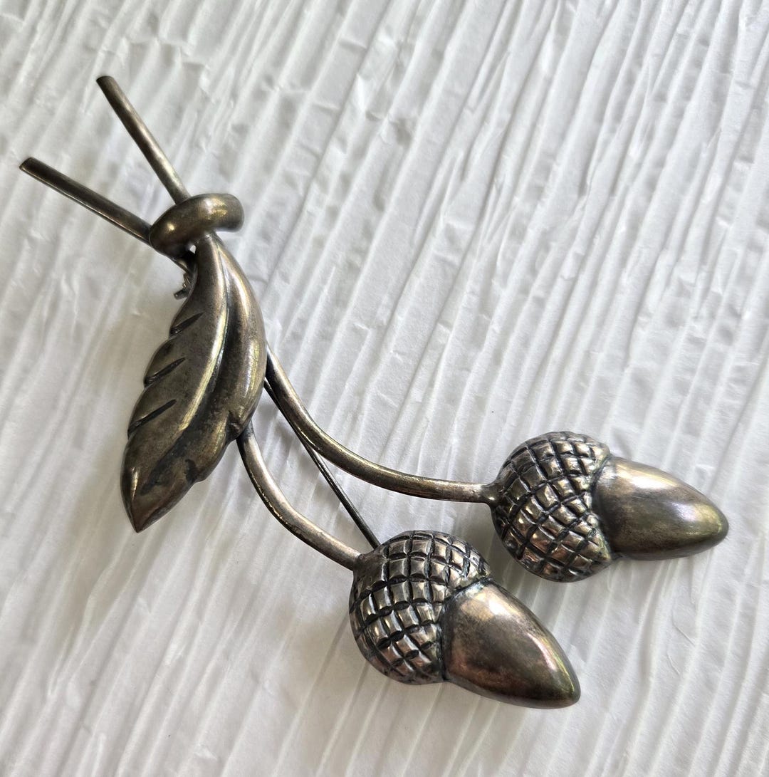 Vintage Mexico Silver Acorns Brooch: Large Leaf/acorn Pin - Etsy