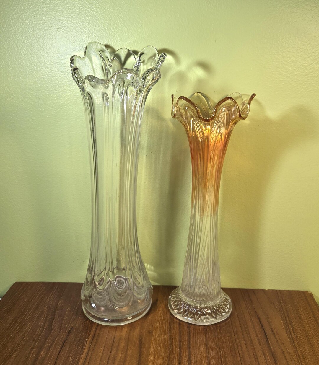 Vintage Swung Vases: EAPG Galloway Vase & Fenton Marigold Carnival ...