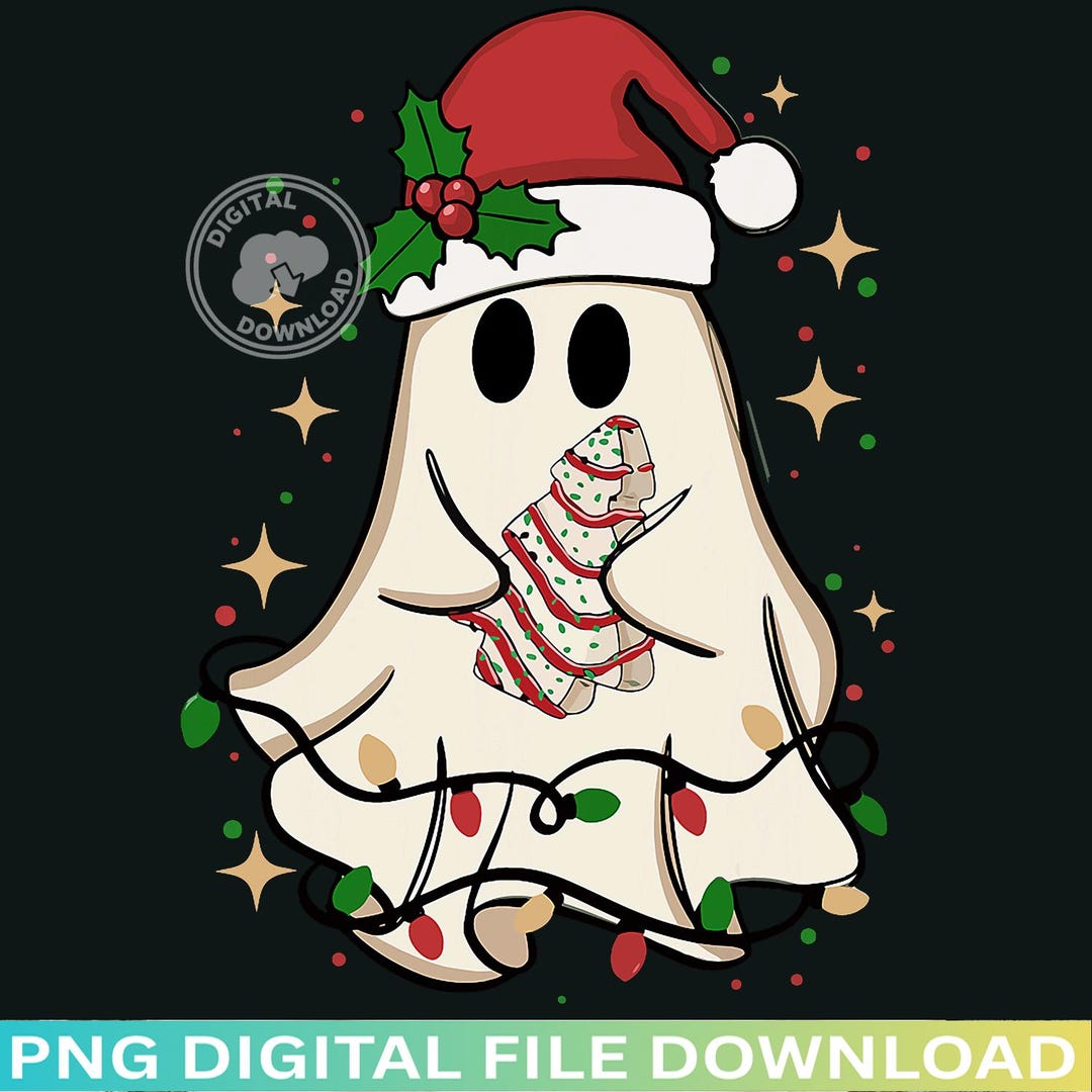 Cute Ghost Christmas Tree PNG, Funny Spooky Xmas Holiday Shirt, Digital ...