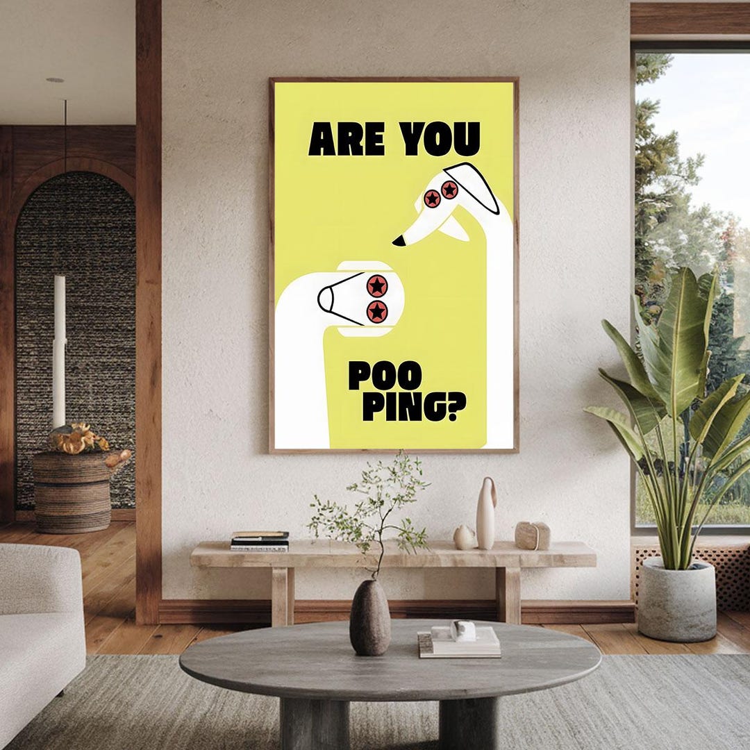 Funny Bathroom Wall Art Are You Poo Ping Poster Bold Typography Canvas ...