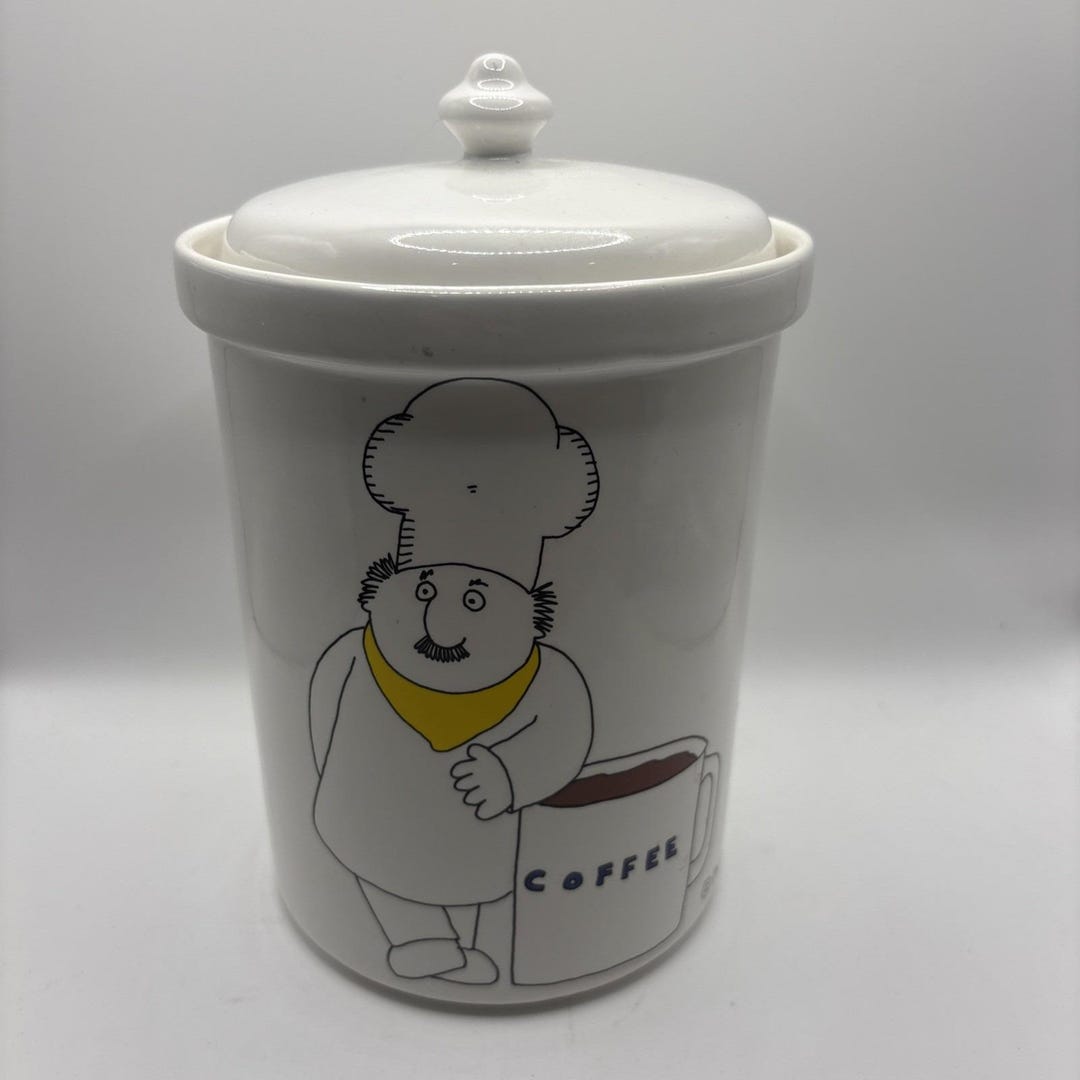 Vtg Barney Saltzberg Chefs Cartoon 1983 Ceramic Coffee Canister Cookie ...