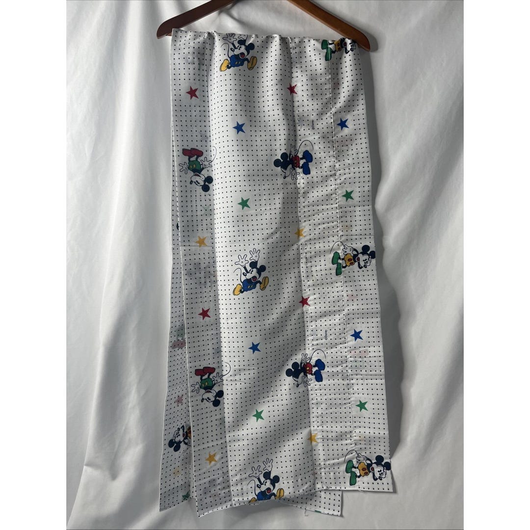 Vtg 90s Disney Mickey Mouse Window Valance 80x14" White Polka Dots ...
