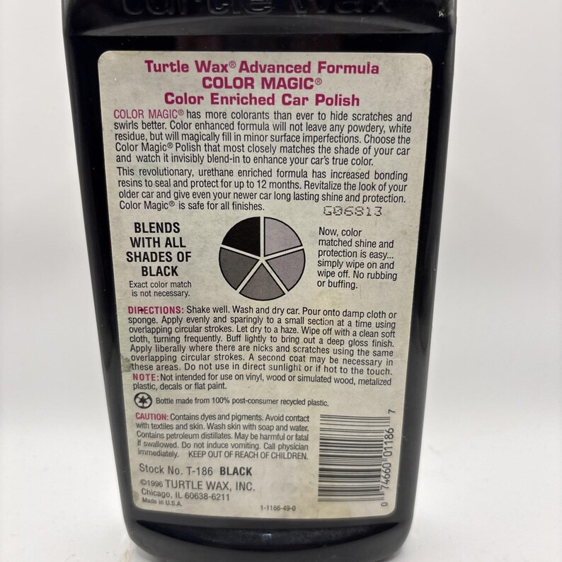 Vintage Turtle Wax Color Magic Car Polish Any Shade Black Vehicle 16 Oz ...
