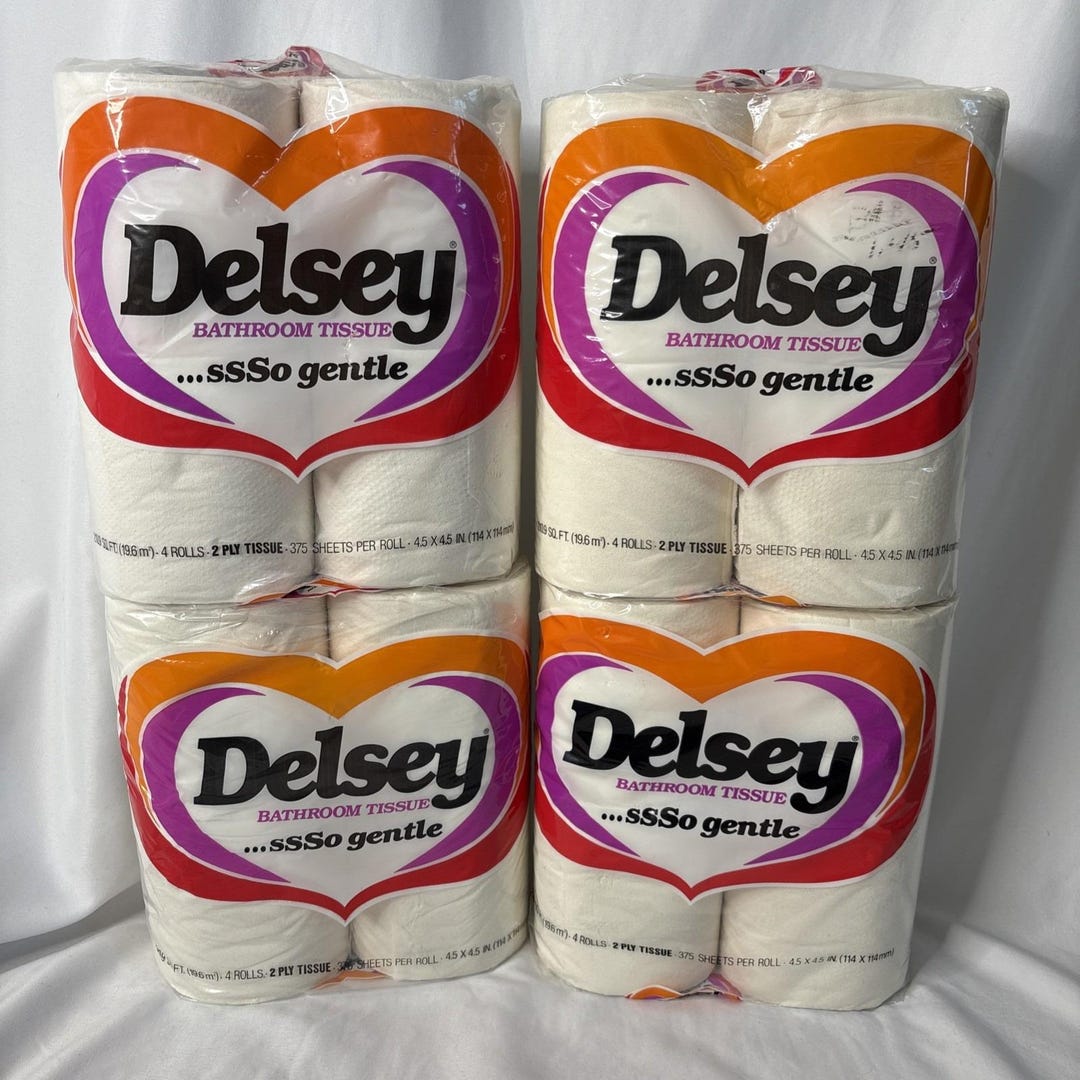 4 Vintage Delsey Bathroom Tissue Toilet Paper 1977 Advertising NOS Prop ...