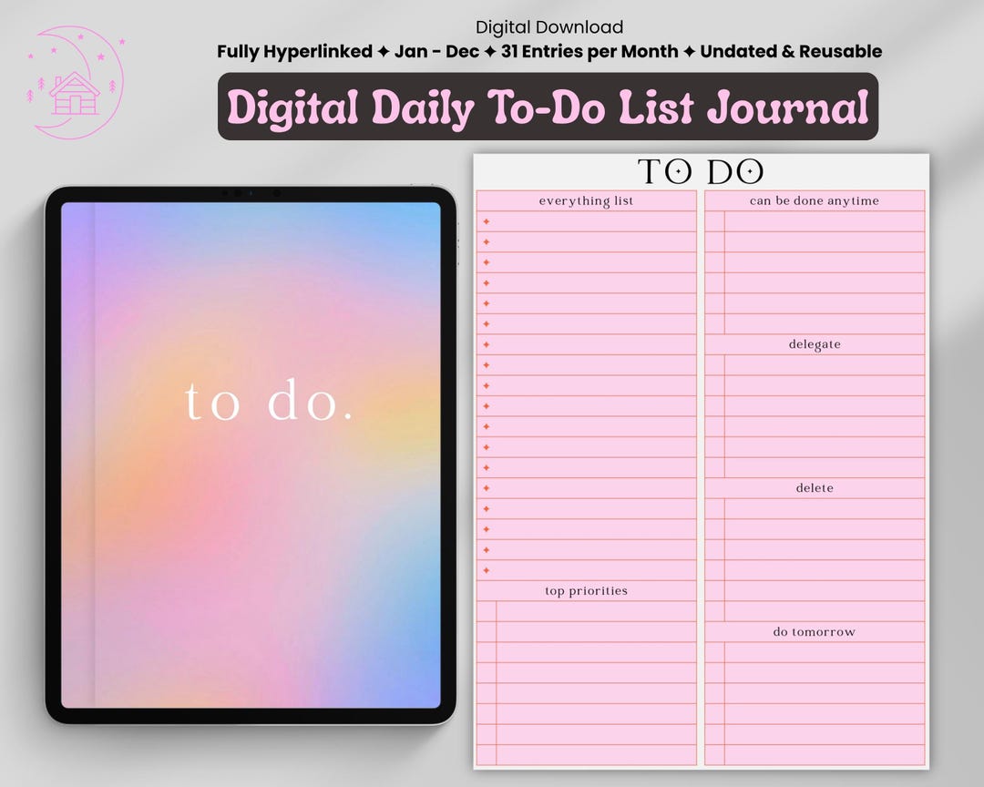 Digital Daily To-do List Planner, Hyperlinked Goodnotes Journal ...