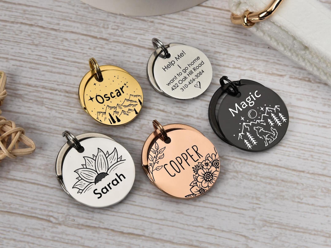 Personalized Stainless Steel Dog Tag, Laser Engraved Pet ID - Etsy