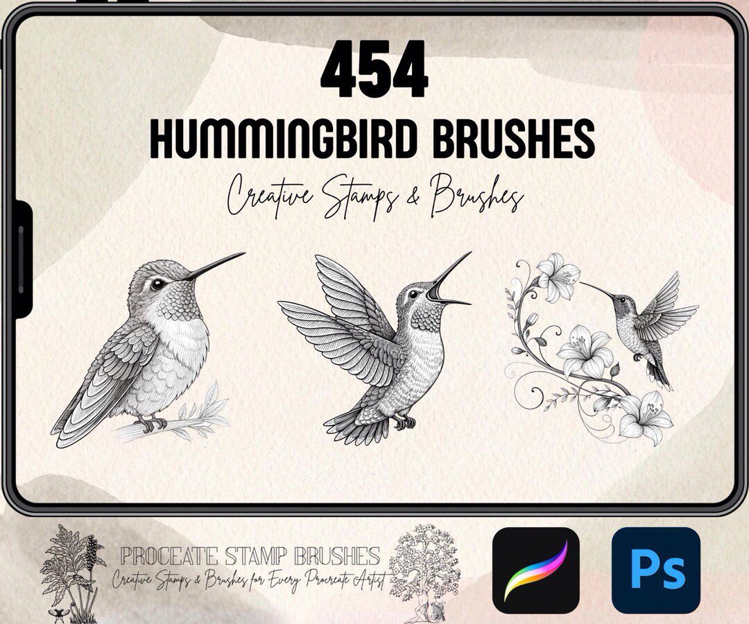 454 Hummingbird Brushes for Procreate and Photoshop | Bird Tattoo Brush ...