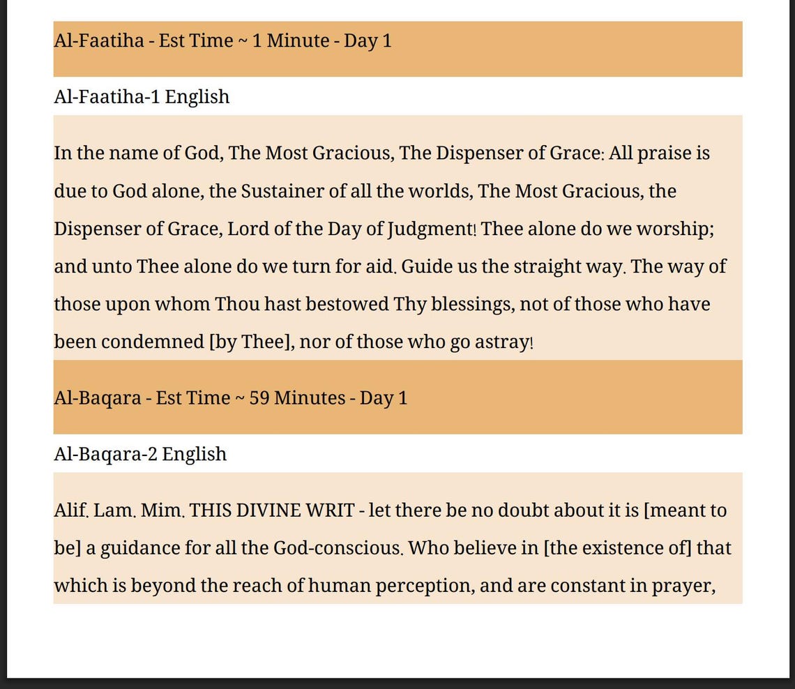 Read Quran in 30 Days PDF | Full Quran Digital Download | 30-day ...