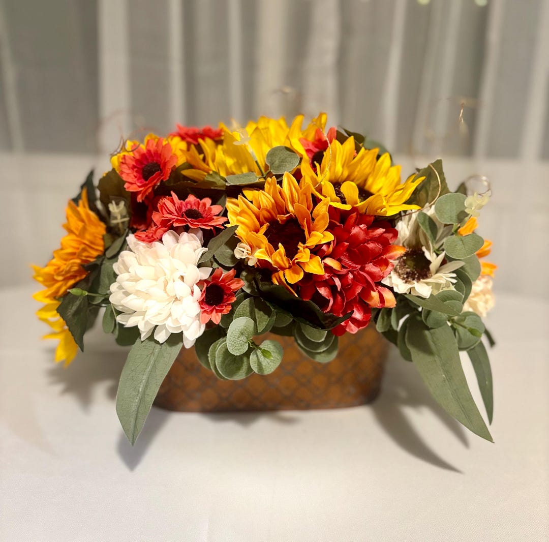 Fall Floral Arrangement: Permanent Botanicals in Tin Vase - Etsy