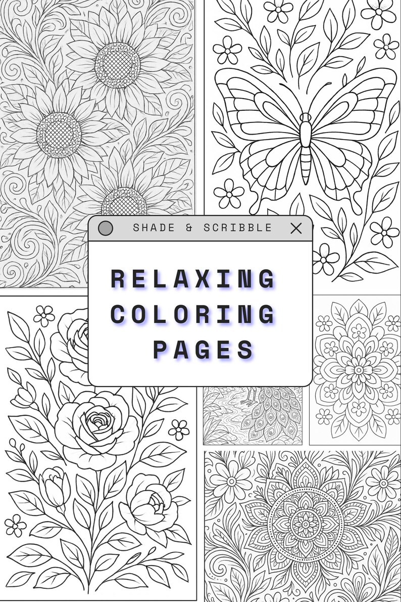 Relaxing Pattern Coloring Pages for Adults, Printable, Stress-relief ...