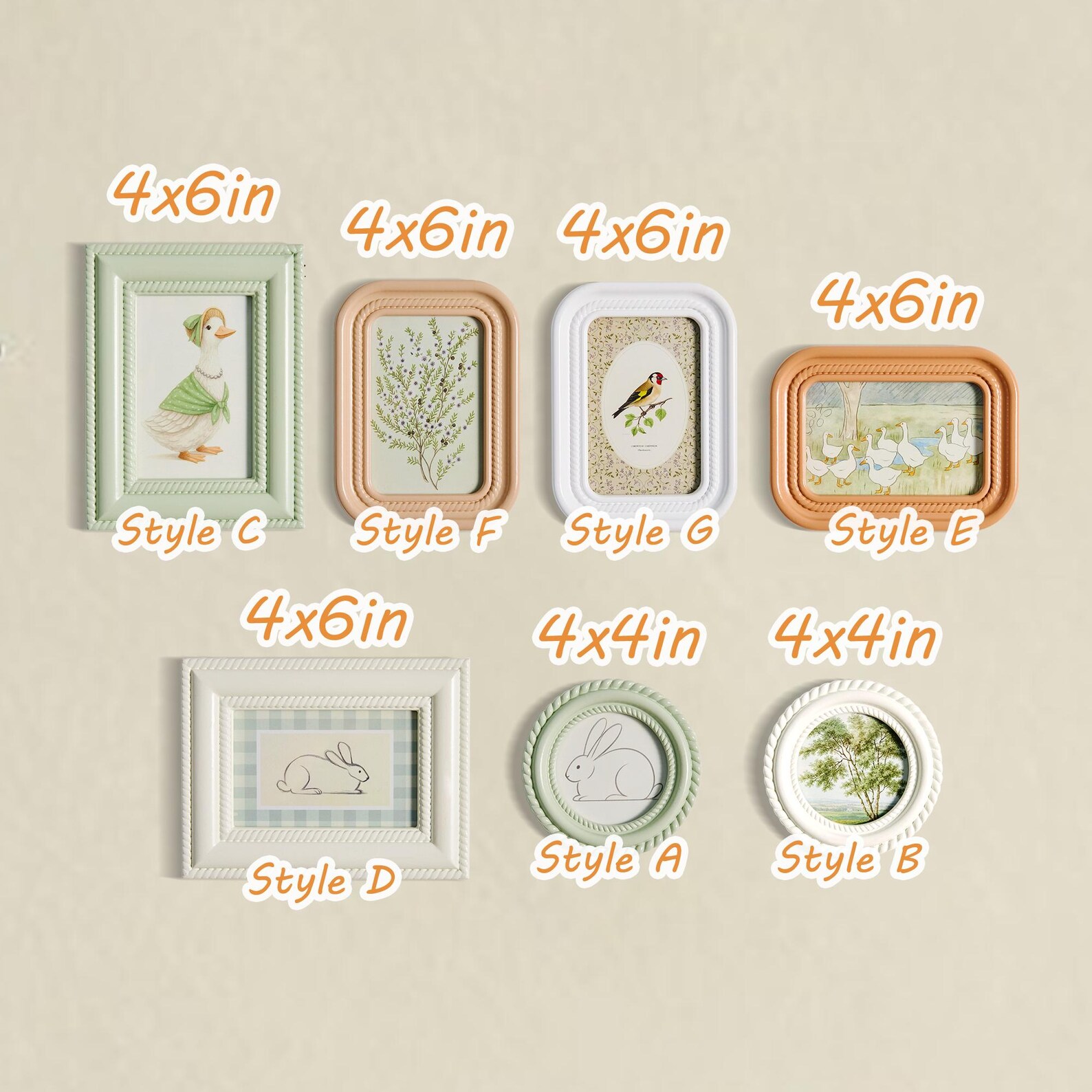 Colorful Gallery Wall Frame Set – Vintage Pastel Picture Frames for ...