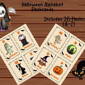 Halloween Alphabet Flashcards Spooky ABC Learning Cards for Preschool ...