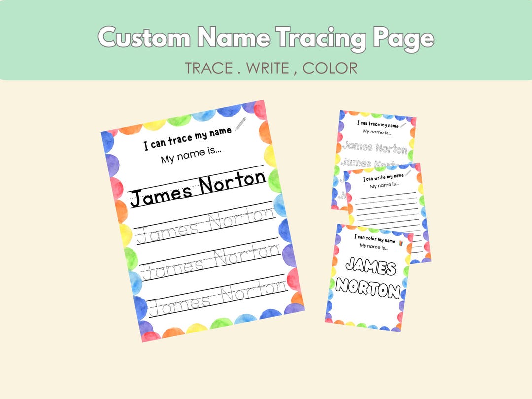 Custom Name Tracing Sheet Handwriting Practice Personalized Name Trace ...