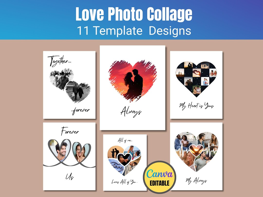 Love Photo Collage Template – Canva Valentine's Day Designs (digital ...