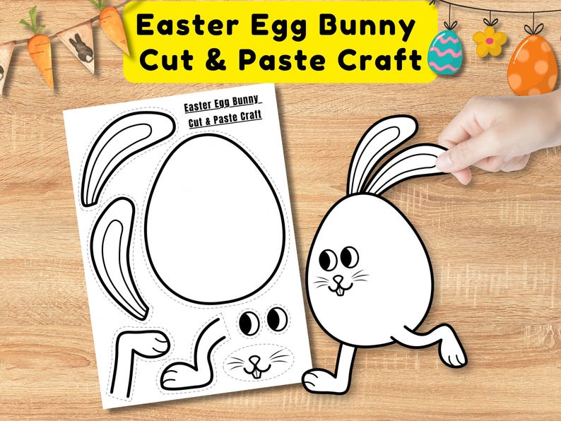 Easter Egg Bunny Cut and Paste Craft | Preschool Easter Activity ...