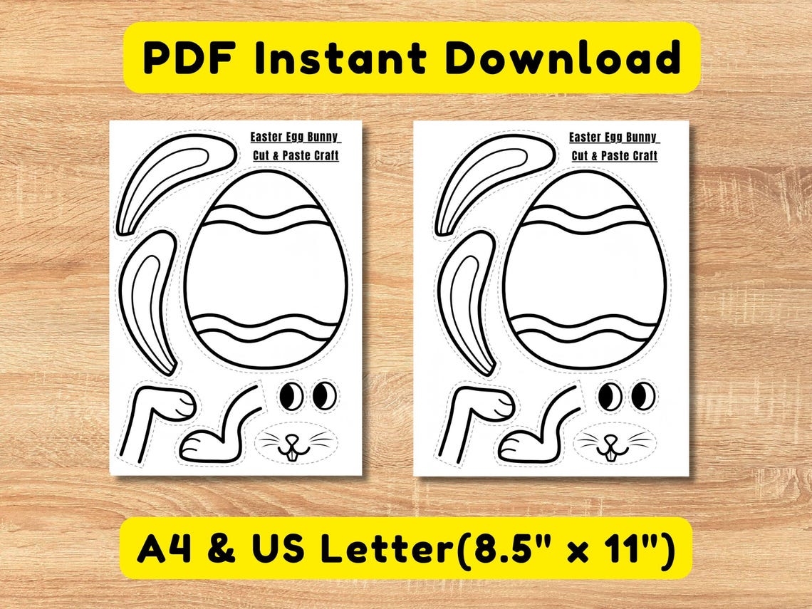 Easter Egg Bunny Cut and Paste Craft | Preschool Easter Activity ...