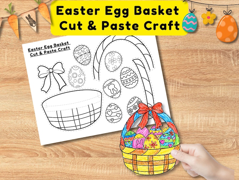 Easter Egg Bunny Basket Craft | Cut and Paste Activity for Kids (PDF ...