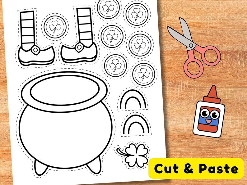 Pot of Gold Cut and Paste Craft | St. Patrick’s Day Preschool Activity ...