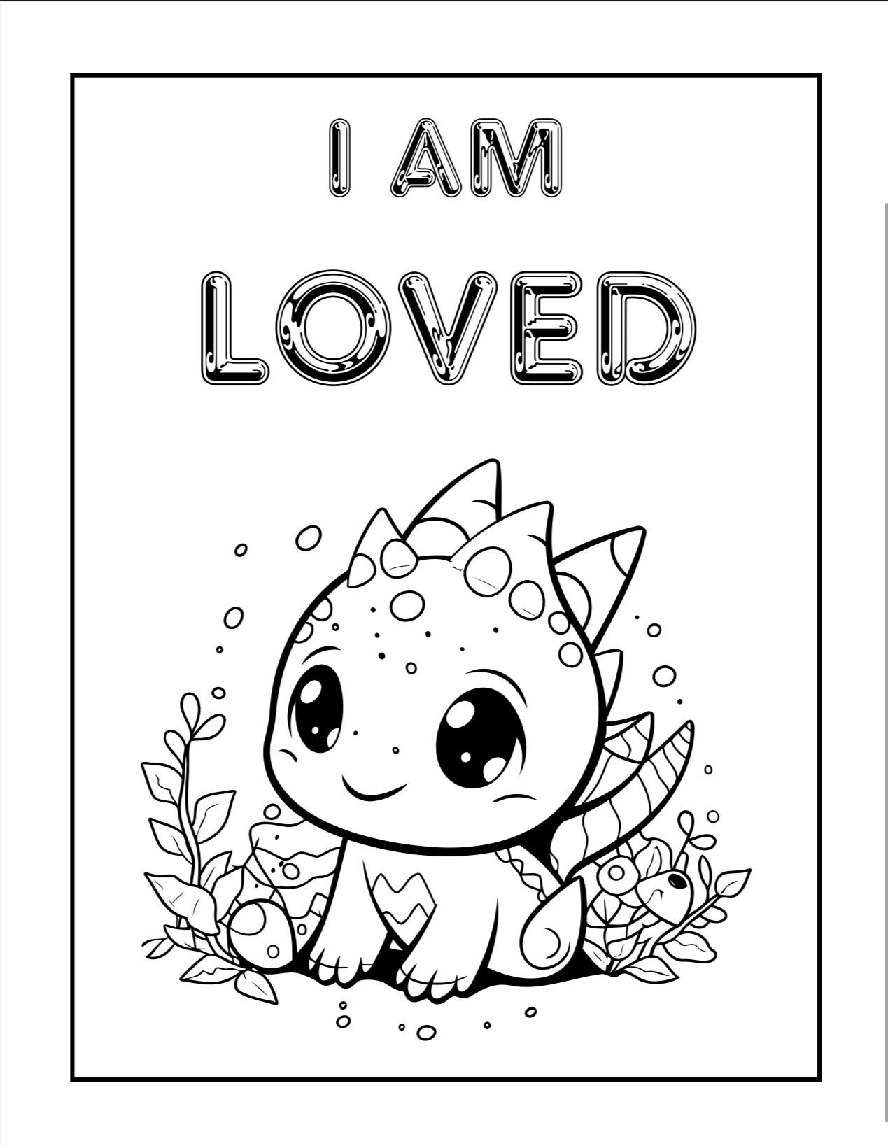 Positive Affirmation Printable Dinosaur Coloring Pages for Kids - Etsy