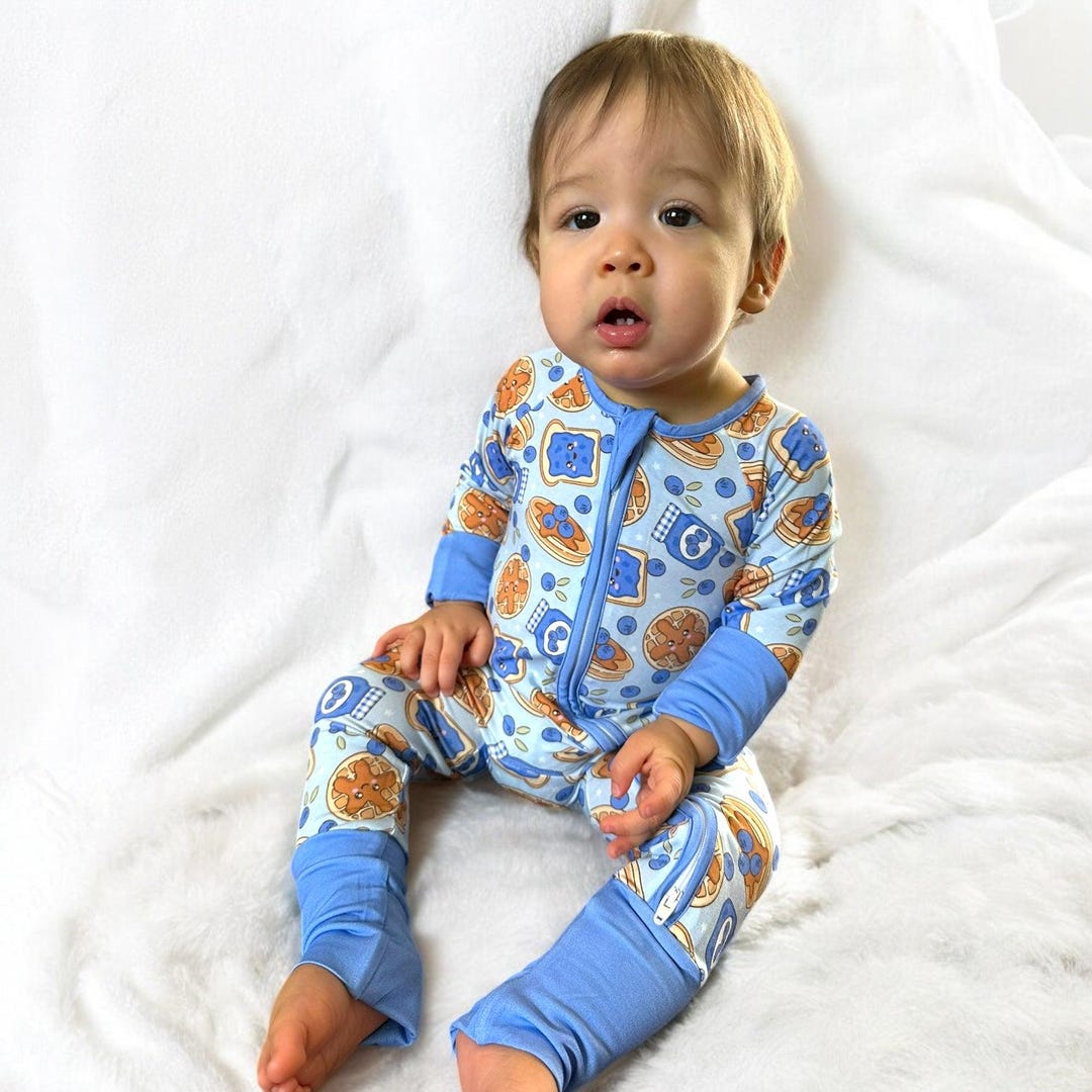 Blueberry Jam Bamboo Baby Sleeper: Dual Zipper Footie Pajamas - Etsy
