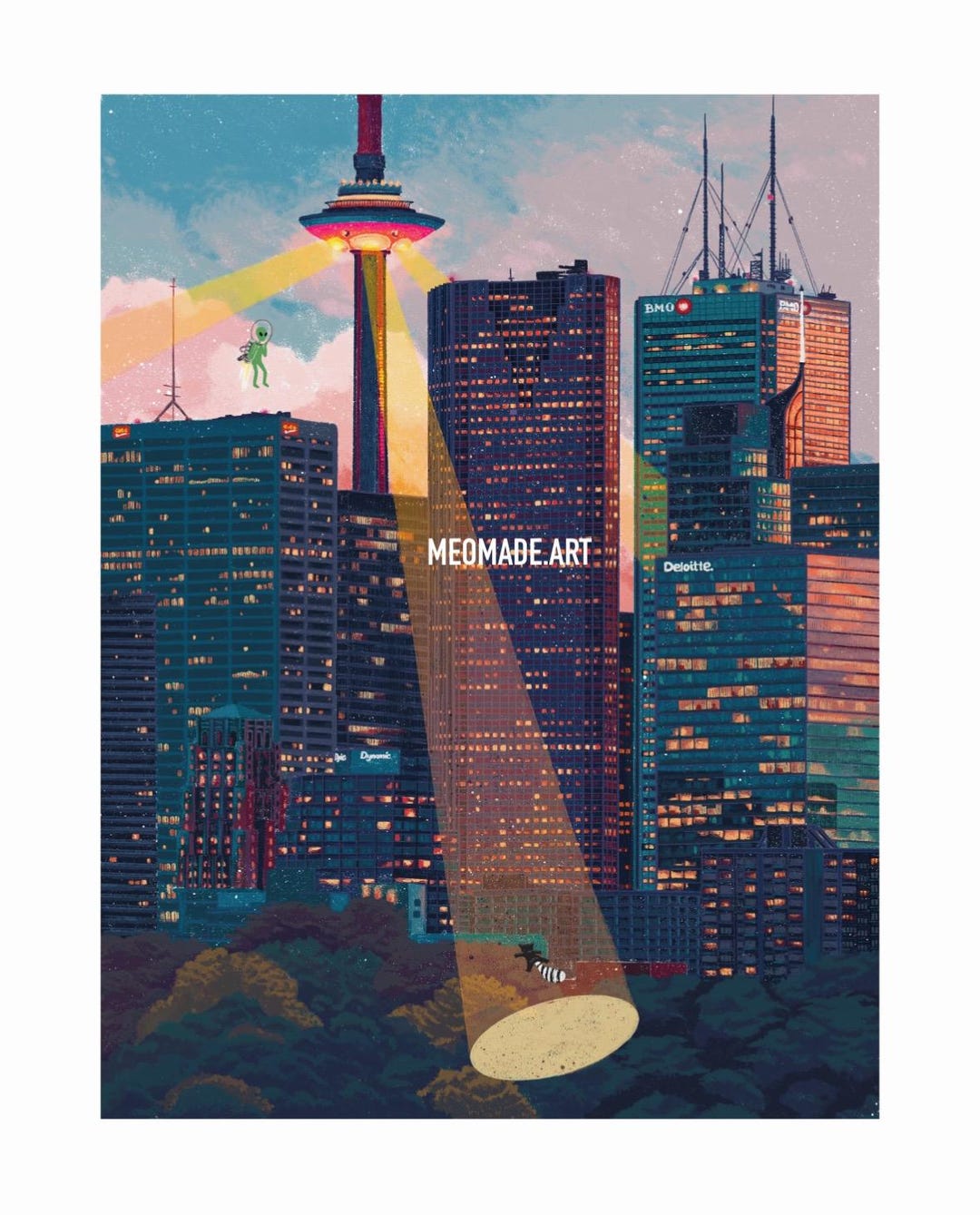 CN Tower Alien Abduction Art Print – Surreal Nighttime Toronto ...