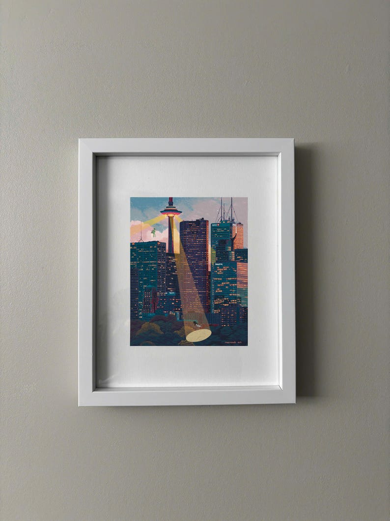 CN Tower Alien Abduction Art Print – Surreal Nighttime Toronto ...