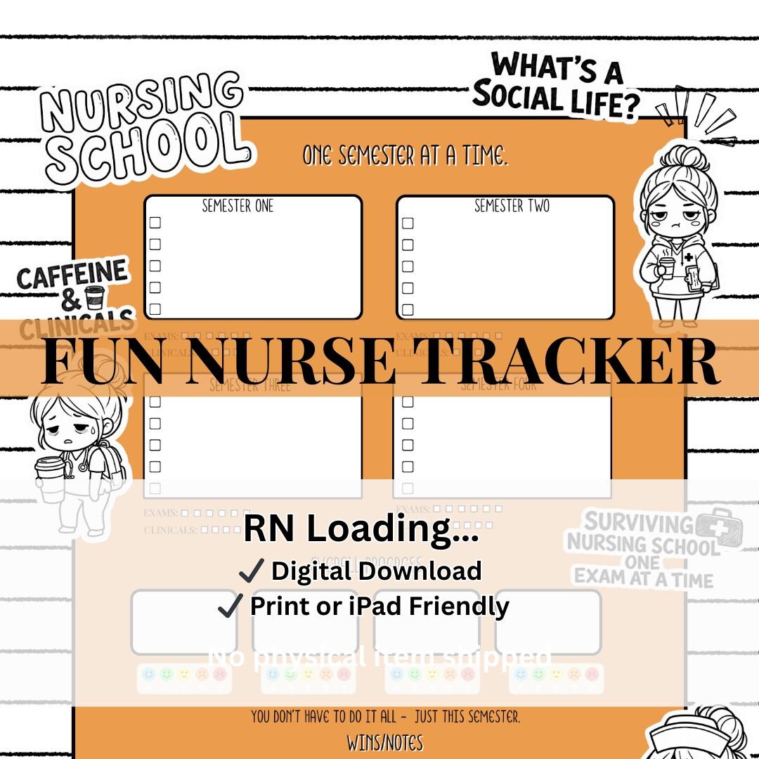 Doodle Nursing School Tracker | Fun RN Student Planner | Printable ...