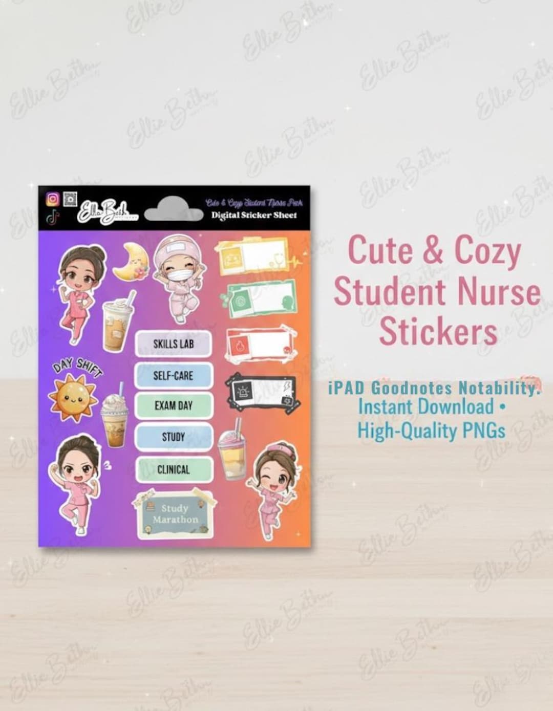 Student Nurse Digital Stickers – Planner & Study (instant Download) - Etsy
