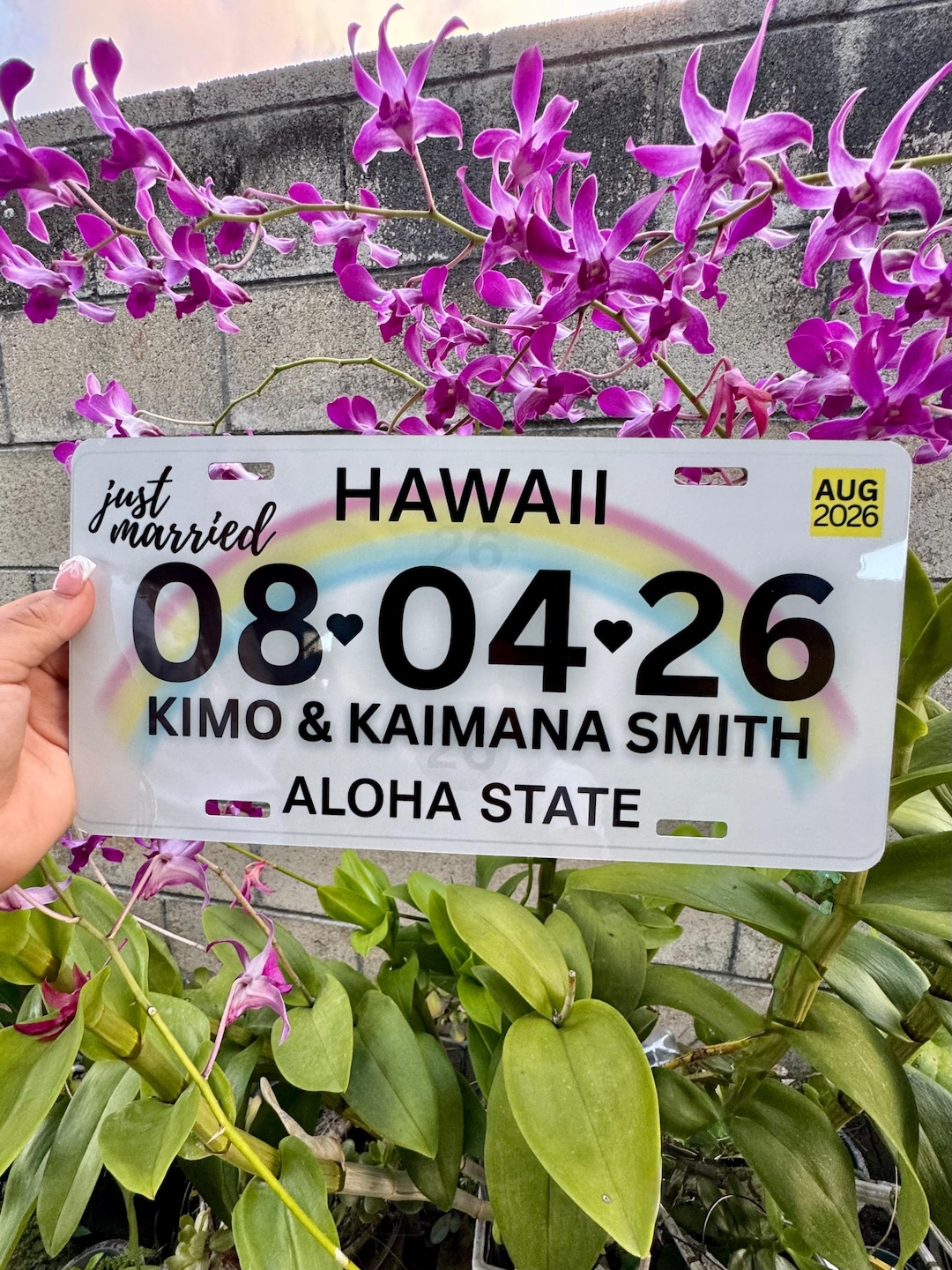 Personalized Hawaii Wedding License Plate-style Mr & Mrs Just Married ...