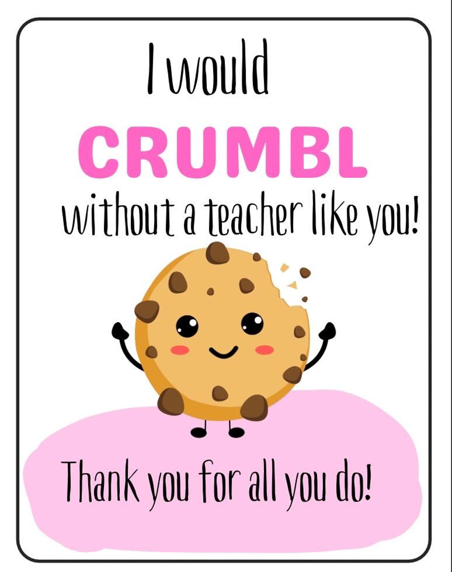 Teacher Appreciation Crumbl Cookies Card - Etsy